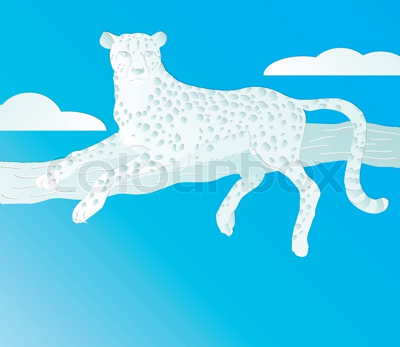 Paper cut design Leopard lying on a ... | Stock vector | Colourbox