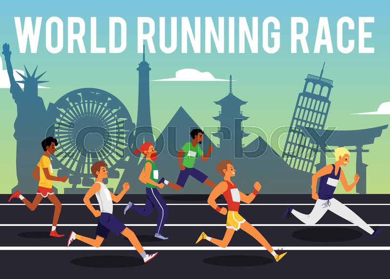 World running race poster with ... | Stock vector | Colourbox