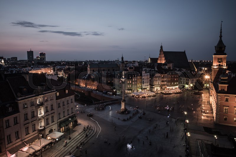 City of Warsaw by night in Poland, ... | Stock image | Colourbox