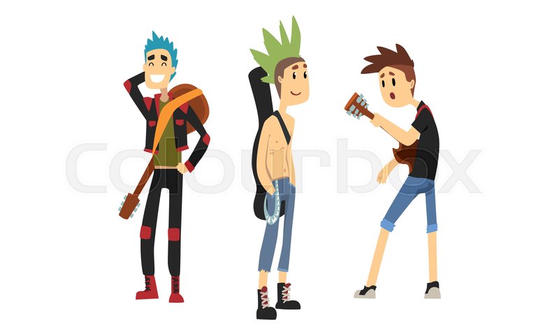 Punk Rock Musicians Characters Set, ... | Stock vector | Colourbox