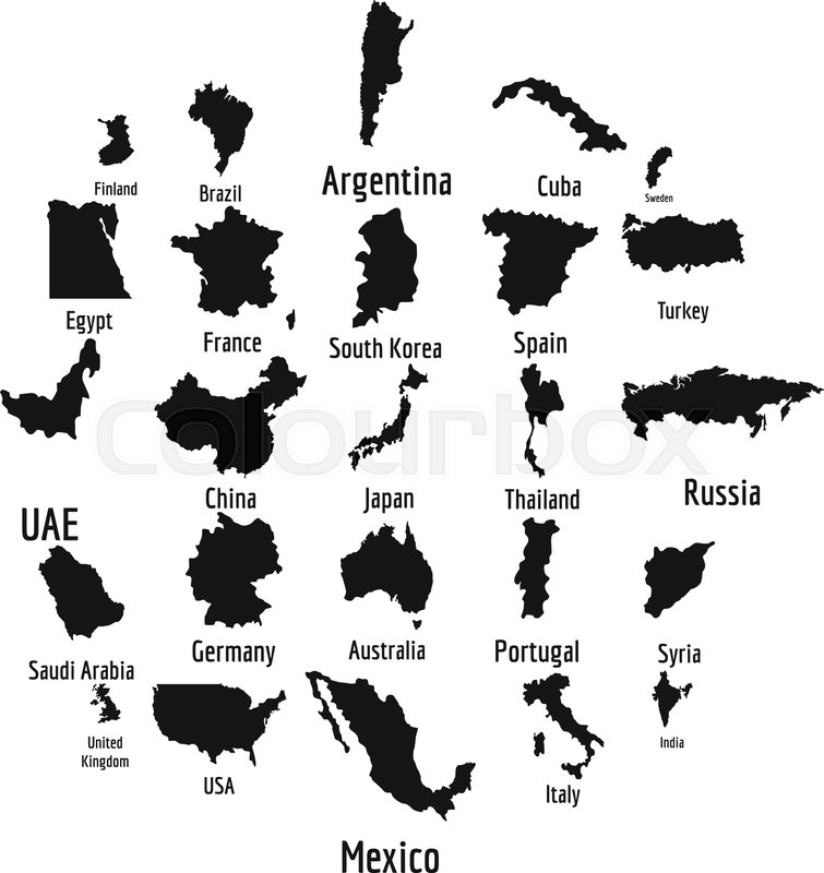 Country map icon set. Simple ... | Stock vector | Colourbox