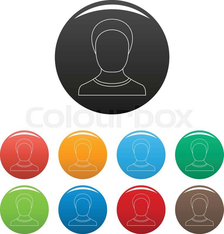 Man avatar icons color set isolated on ... | Stock vector | Colourbox