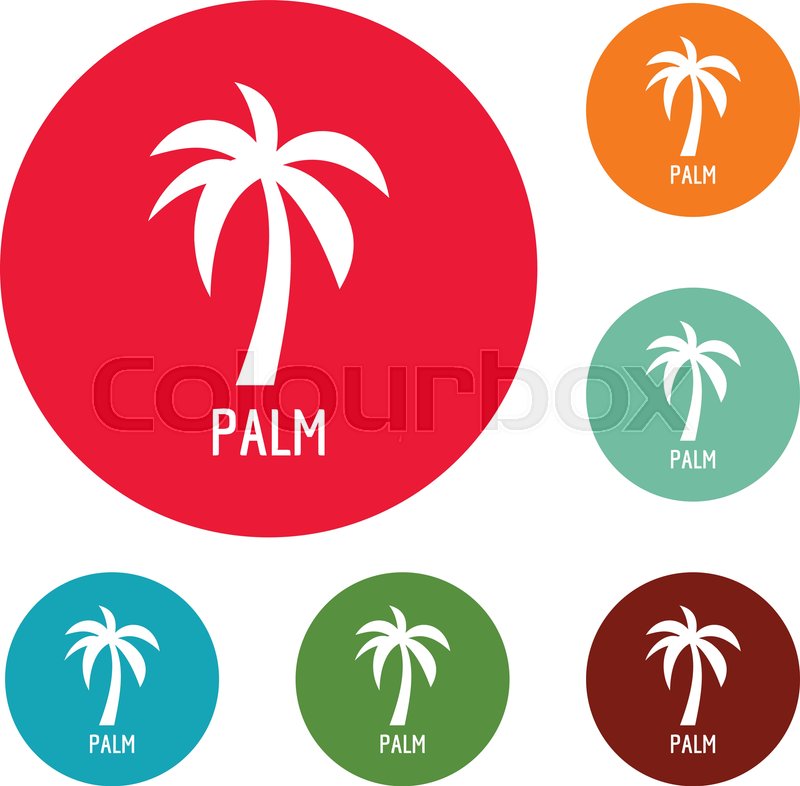 Palm tree icons circle set vector ... | Stock vector | Colourbox