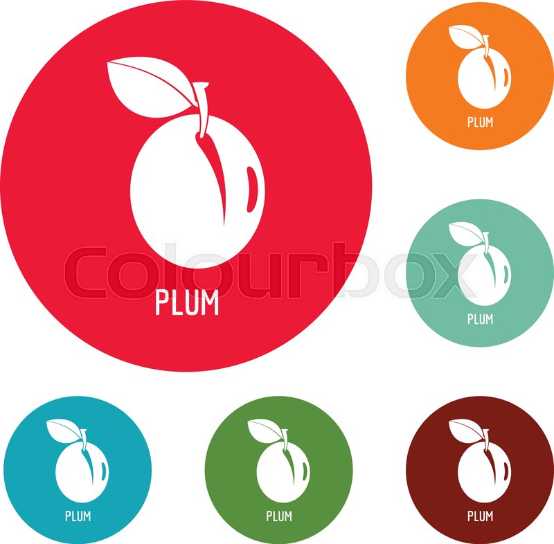 Plum icons circle set vector isolated ... | Stock vector | Colourbox