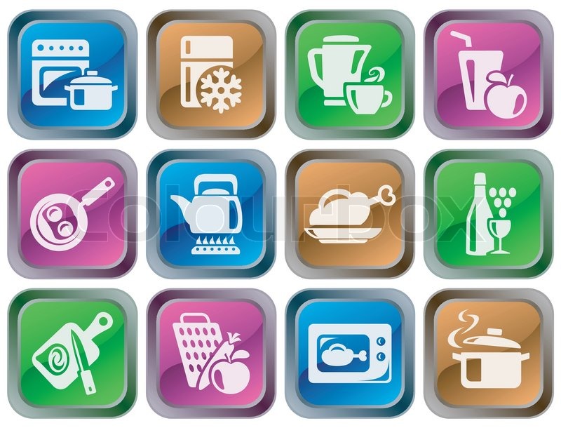 Kitchen and cooking button set | Stock vector | Colourbox