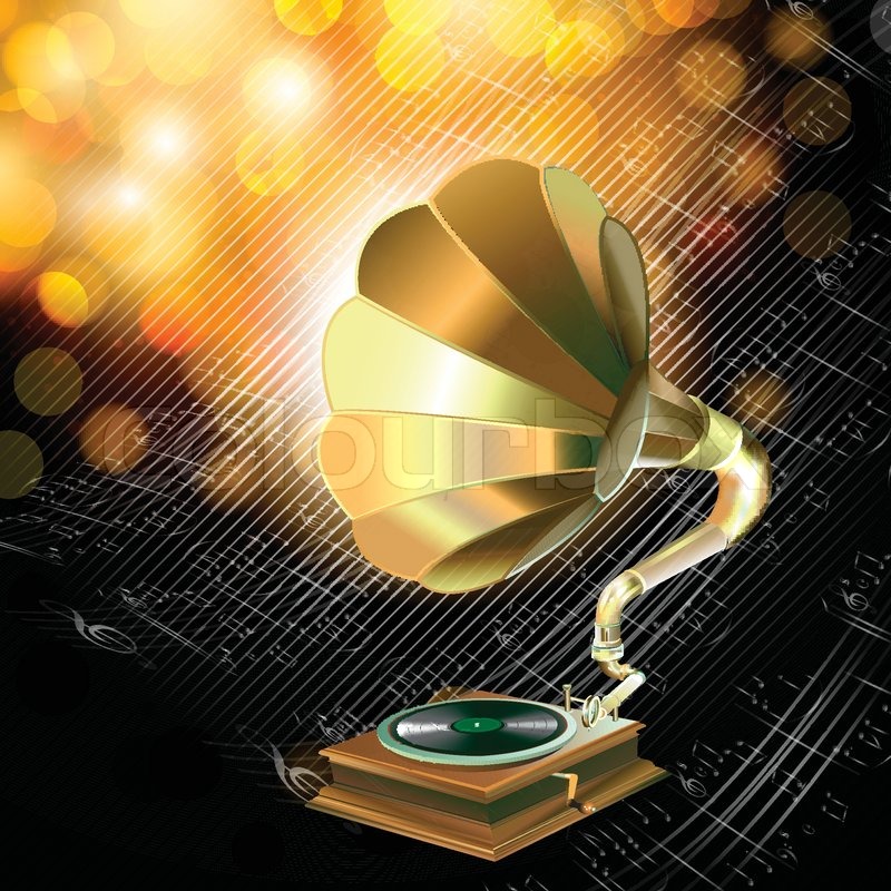 Music with gramophone on musical notes ... | Stock vector | Colourbox