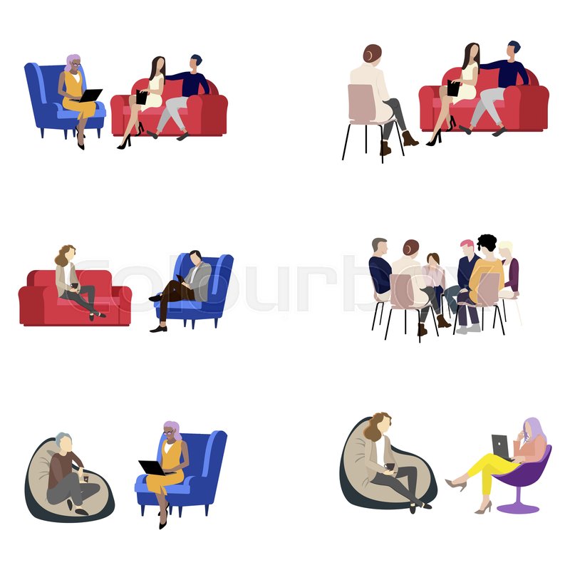 Psychology session set , group and ... | Stock vector | Colourbox