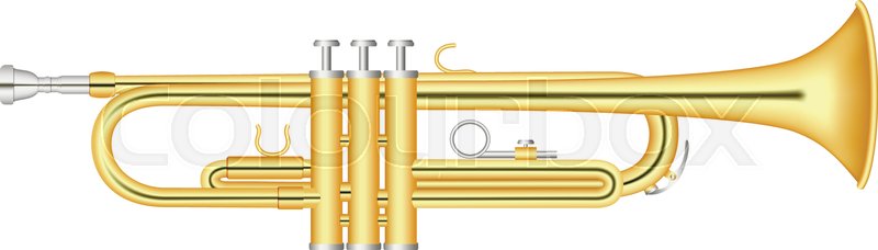 Gold trumpet icon. Realistic ... | Stock vector | Colourbox