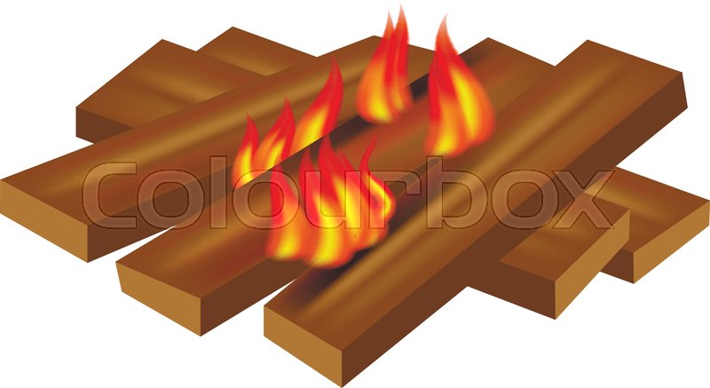 Wood fire icon. Realistic illustration ... | Stock vector | Colourbox