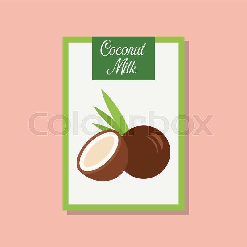 Coconut milk icon in flat style. ... | Stock vector | Colourbox
