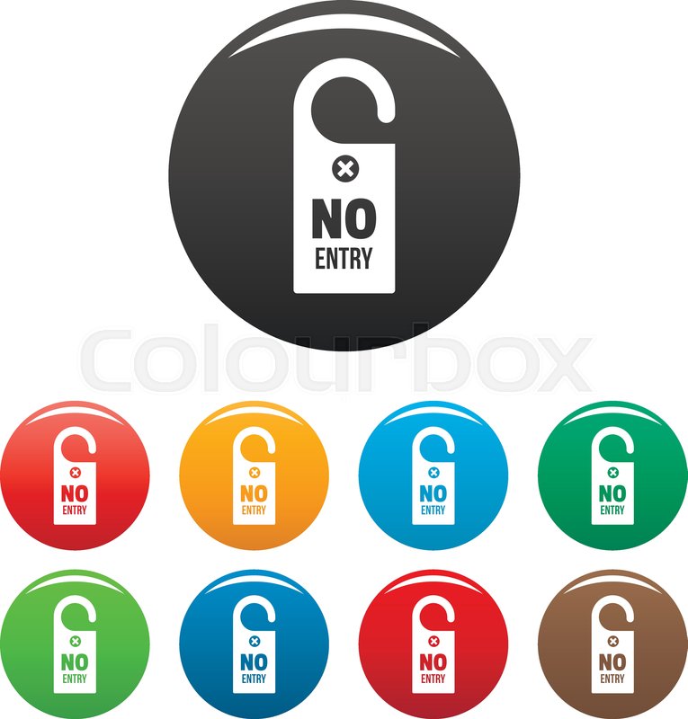 No entry door hanger icons set 9 color ... | Stock vector | Colourbox