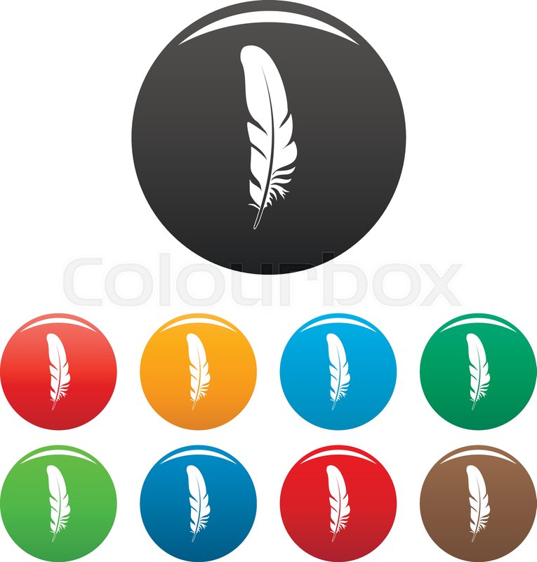 Bird feather icons set 9 color vector ... | Stock vector | Colourbox