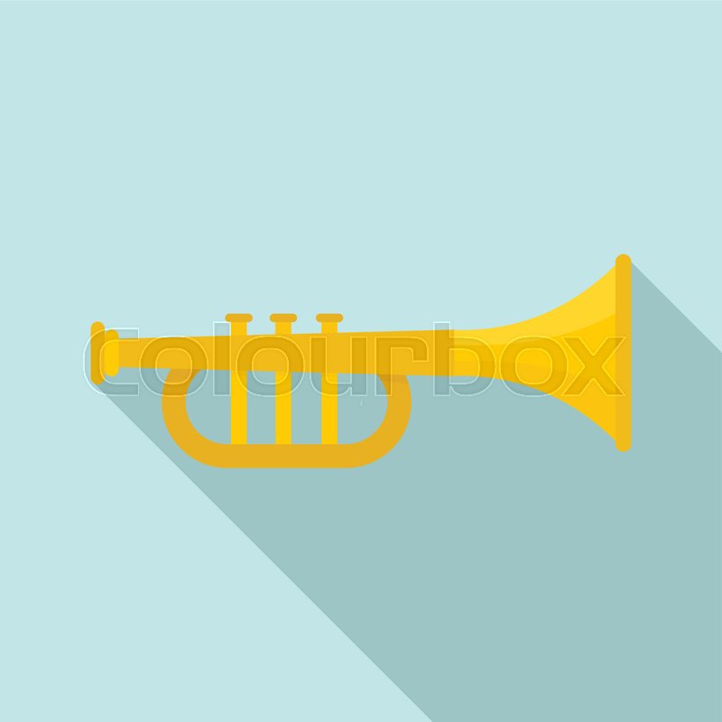 Gold trumpet icon. Flat illustration ... | Stock vector | Colourbox
