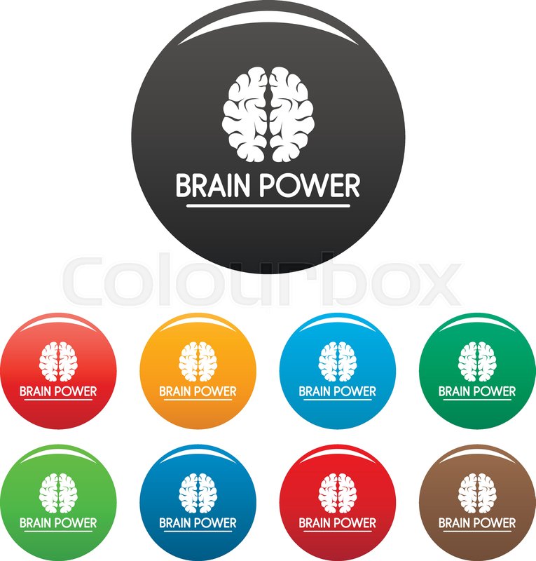 Human brain power icons set 9 color ... | Stock vector | Colourbox