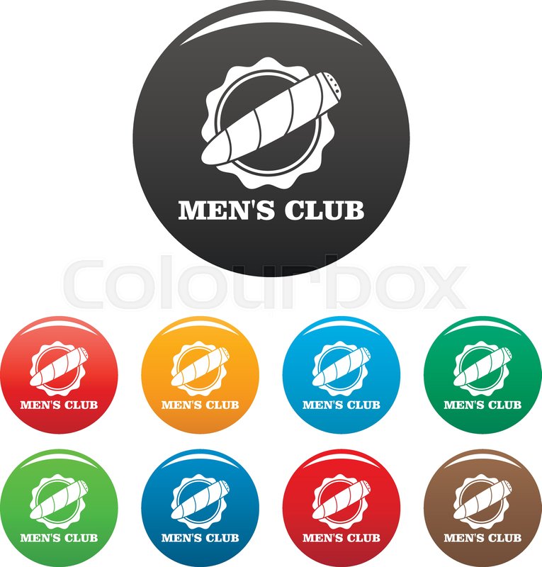 Men club icons set 9 color vector ... | Stock vector | Colourbox