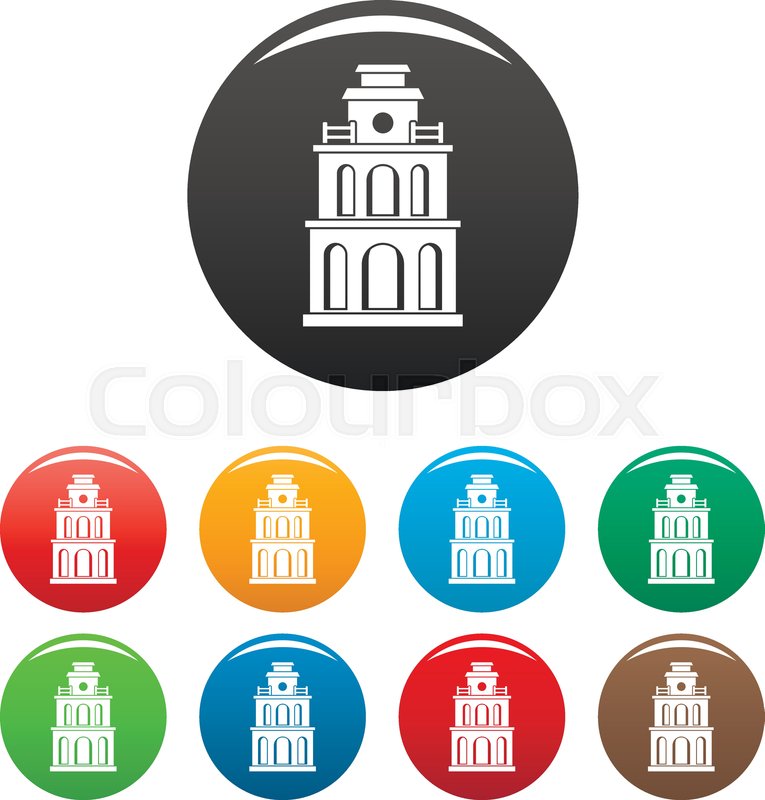Taiwan clock building icons set 9 ... | Stock vector | Colourbox