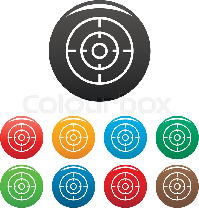 Old gun aim icons set 9 color vector ... | Stock vector | Colourbox