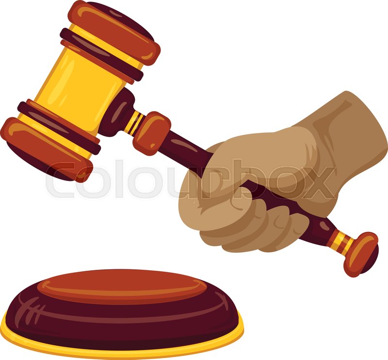 Hand hold gavel icon. Cartoon of hand ... | Stock vector | Colourbox