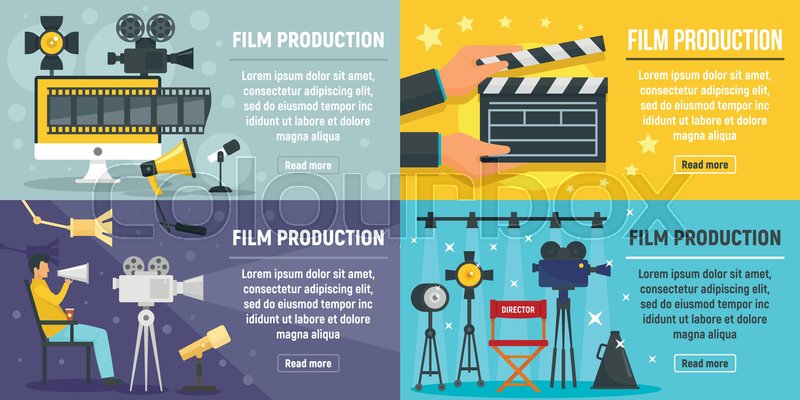 Film production banner set. Flat ... | Stock vector | Colourbox