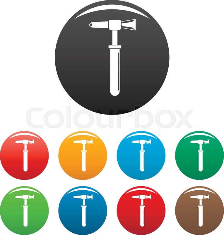 Hammer tool icons set 9 color vector ... | Stock vector | Colourbox