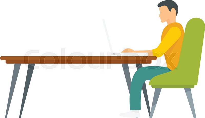 Man work at table icon. Flat ... | Stock vector | Colourbox
