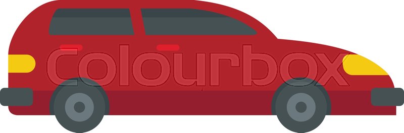 Red car icon. Flat illustration of red ... | Stock vector | Colourbox