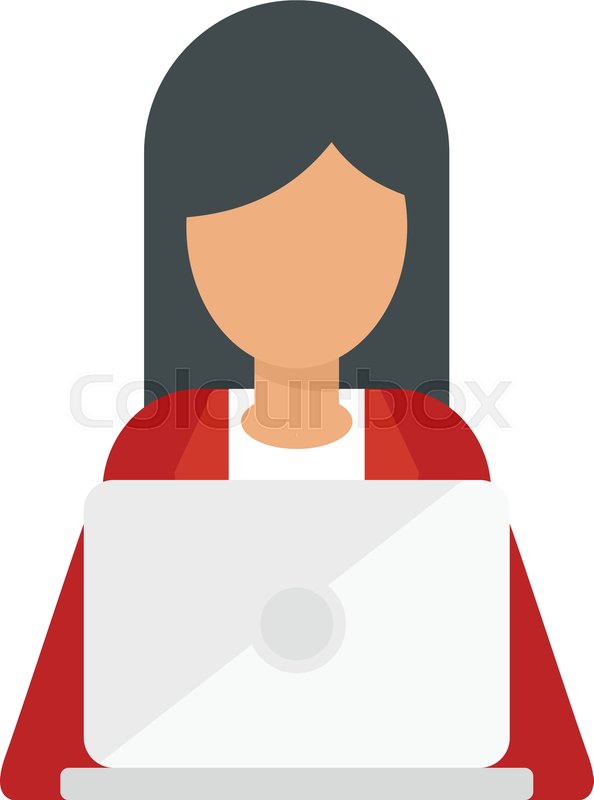 Woman with laptop icon. Flat ... | Stock vector | Colourbox