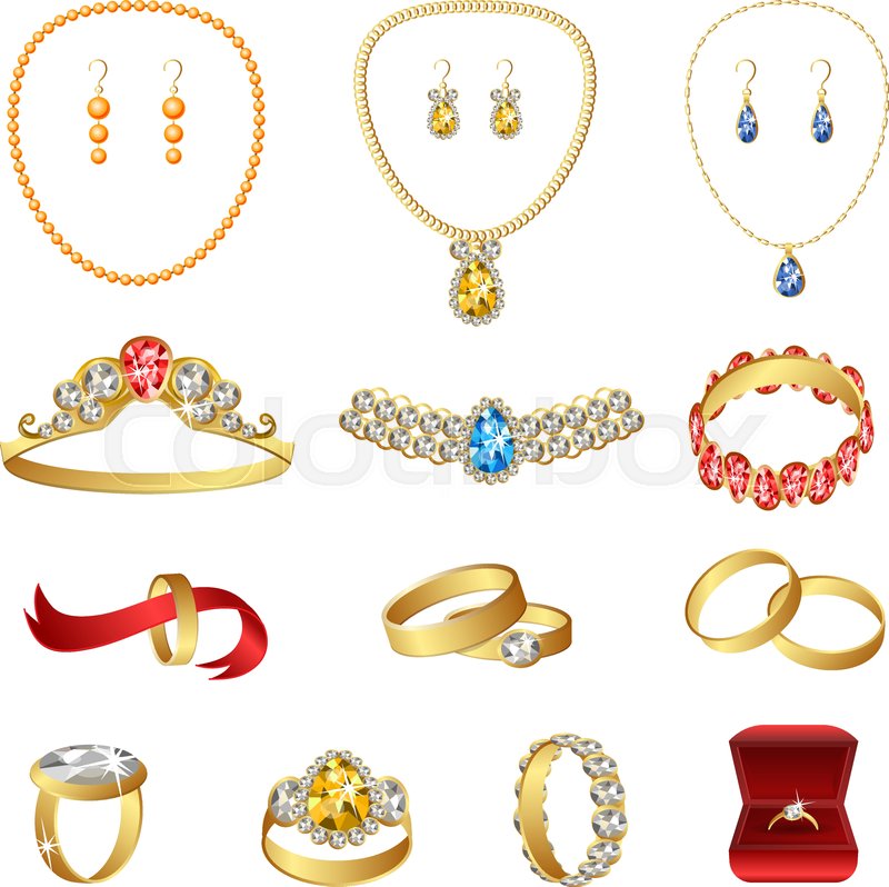Jewellery icons set. Cartoon set of ... | Stock vector | Colourbox