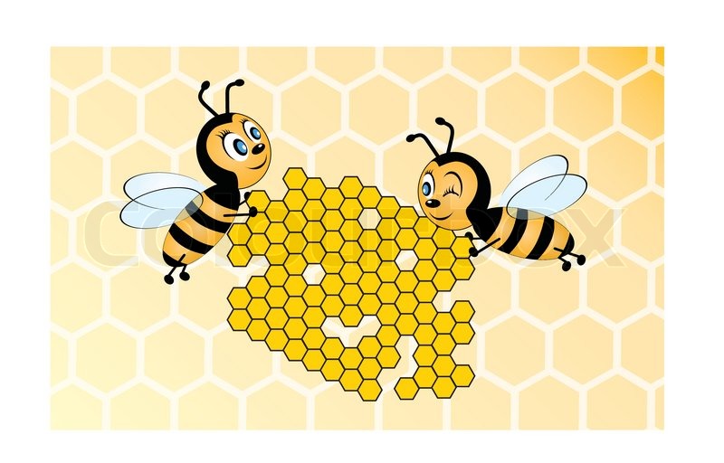 Two sweet looking happy bees holding ... | Stock vector | Colourbox