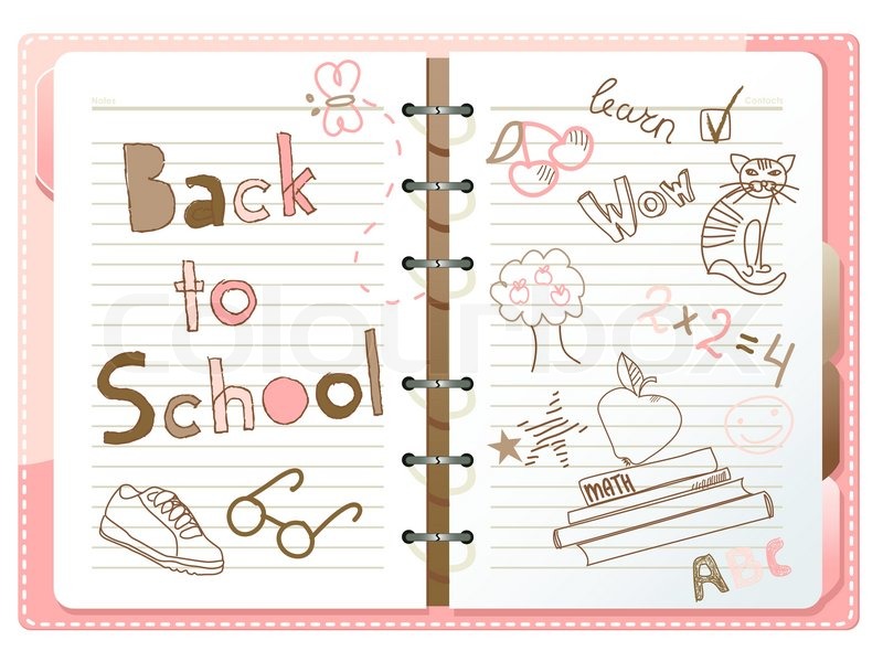Back to school, notebook with doodles | Stock vector | Colourbox