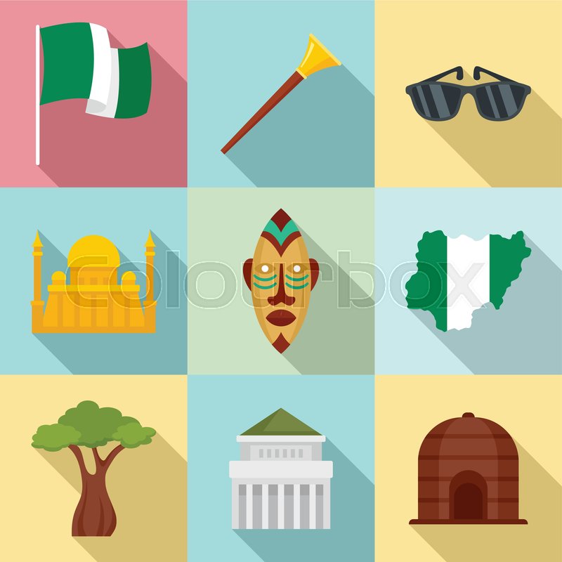 Nigeria icons set. Flat set of Nigeria ... | Stock vector | Colourbox Nigeria icons set. Flat set of Nigeria ... | Stock vector | Colourbox