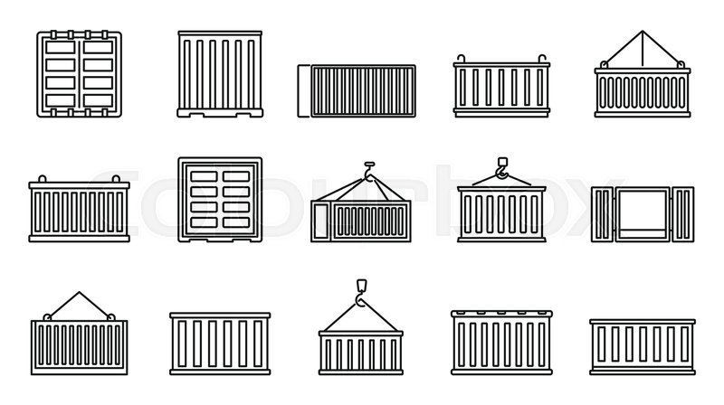 Cargo container storage icons set. ... | Stock vector | Colourbox