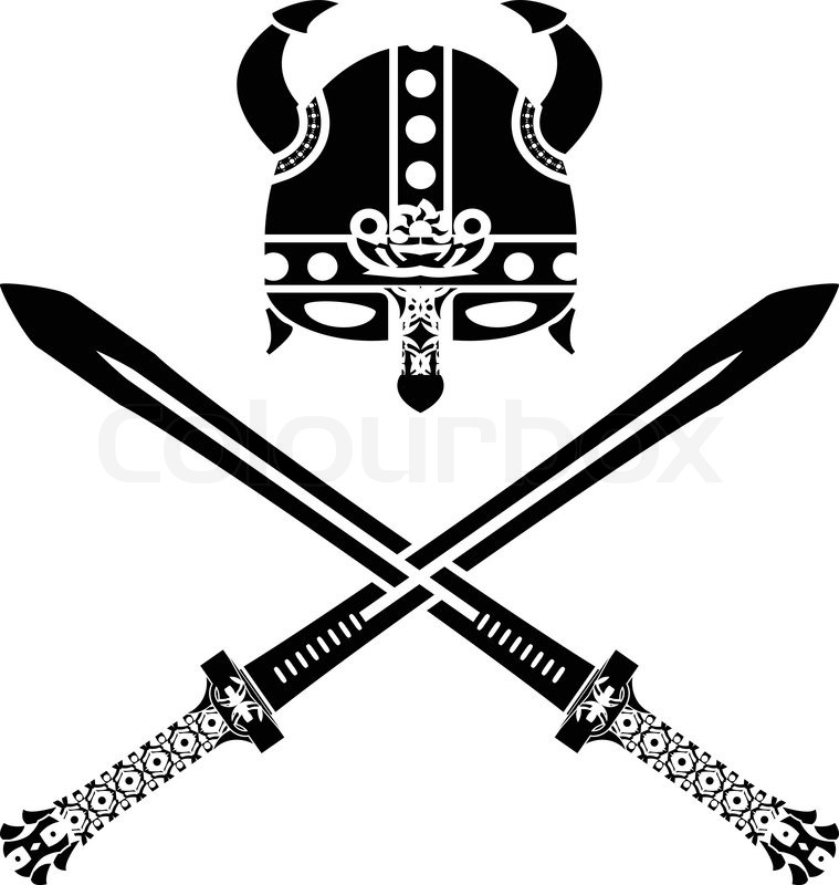 Viking helmet and swords. second ... | Stock vector | Colourbox