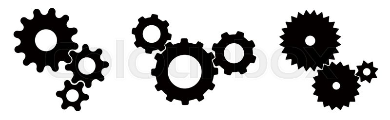 Three sets of black cogs (gears) on ... | Stock vector | Colourbox