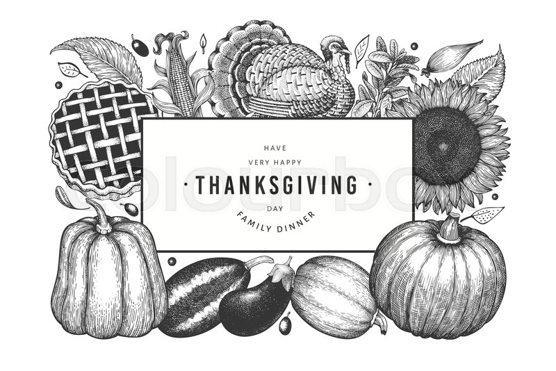 Happy Thanksgiving Banner Printable Black And White