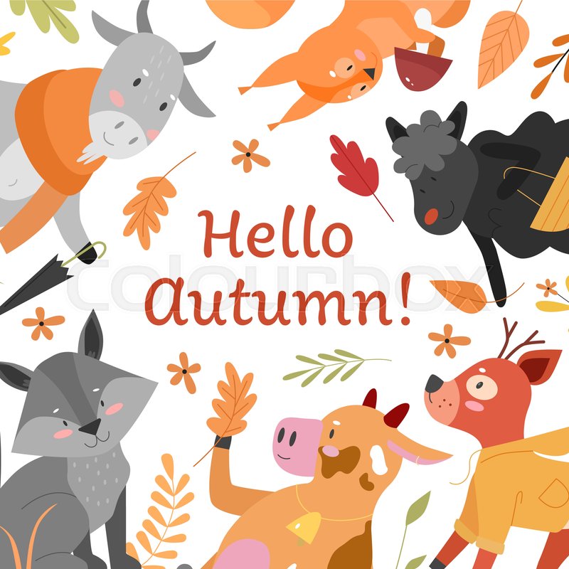 Hello autumn, cute fall concept vector ... | Stock vector | Colourbox