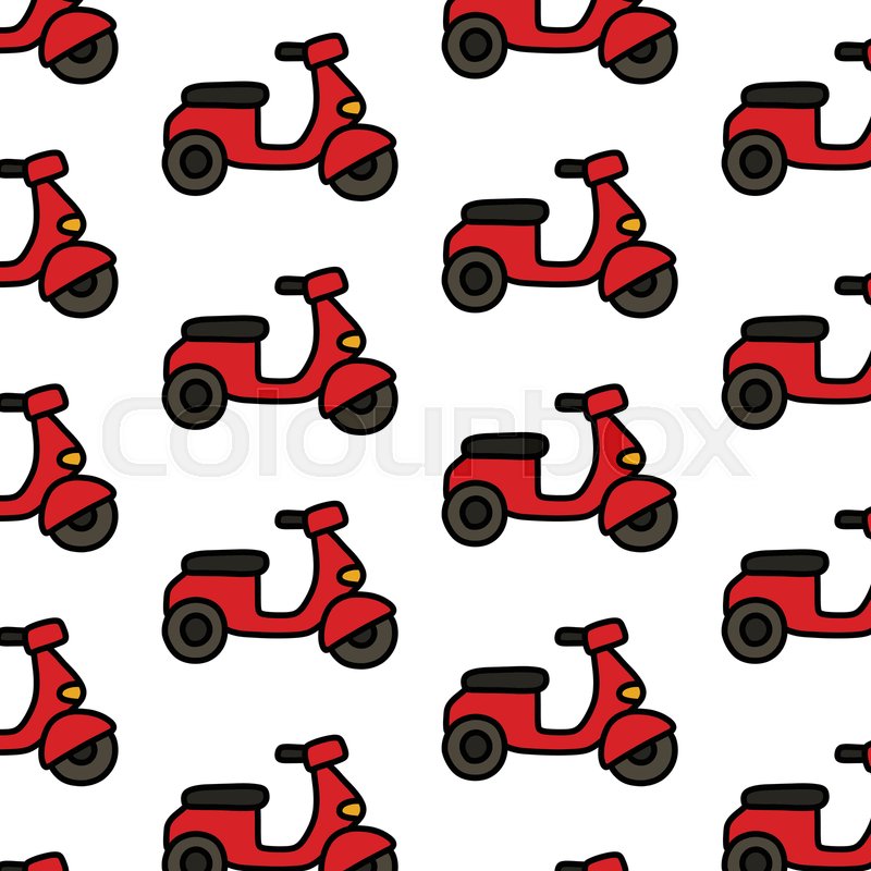 Motorcycle seamless doodle pattern, ... | Stock vector | Colourbox