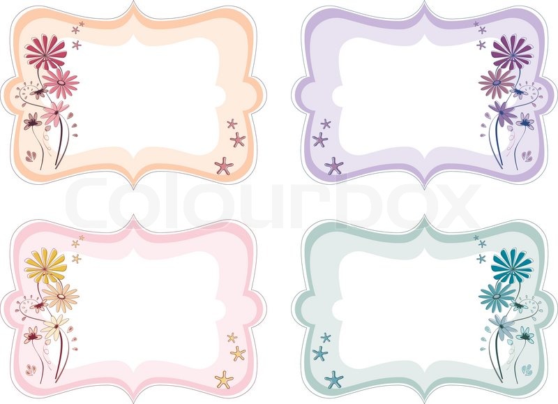 Floral labels in different colours | Stock vector | Colourbox