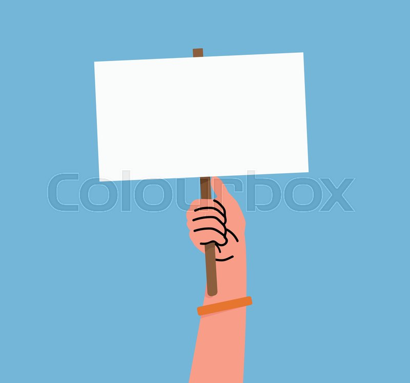 Cartoon human hand holding sign banner | Stock vector | Colourbox