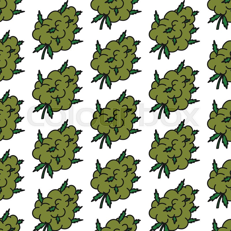 Marijuana bud seamless doodle pattern, ... | Stock vector | Colourbox