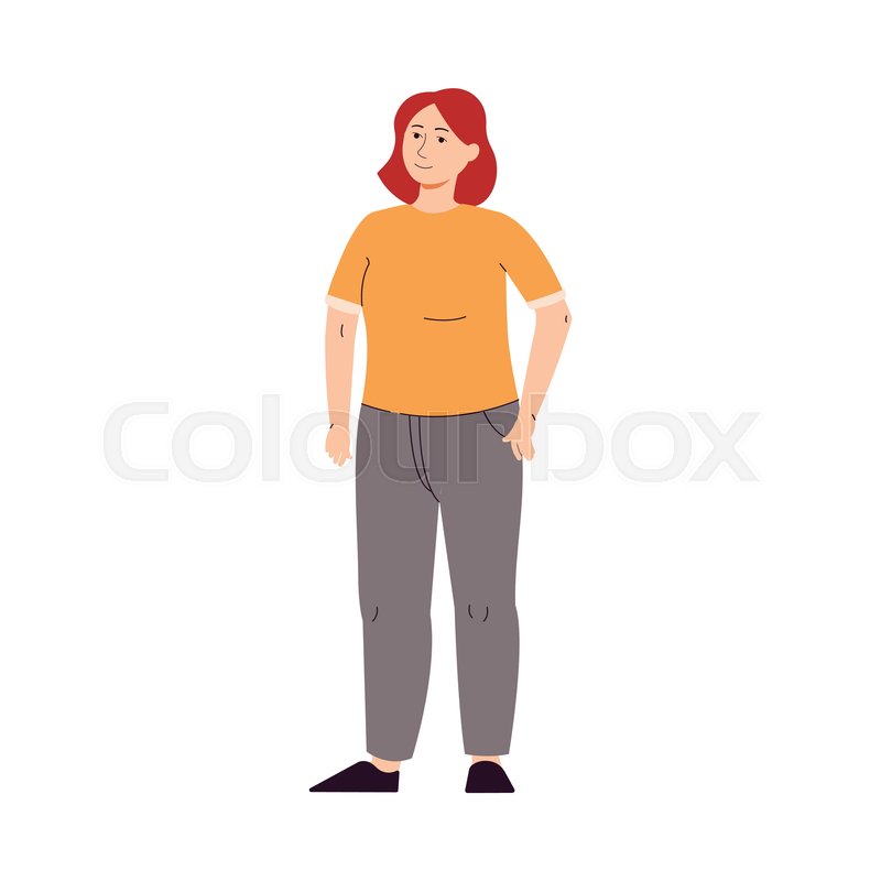 Plus size overweight woman cartoon ... | Stock vector | Colourbox