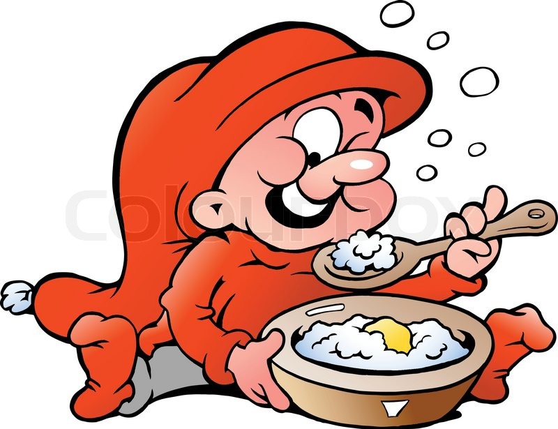 Hand-drawn Vector illustration of elf eating porridge | Stock Vector ...