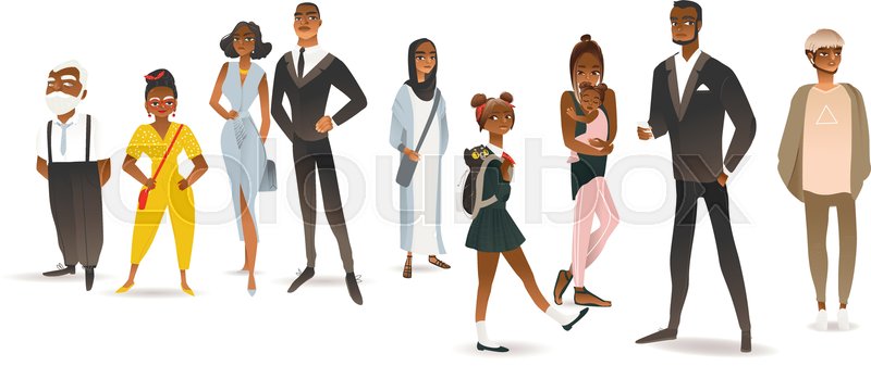 Group of african american diverse age, ... | Stock vector | Colourbox