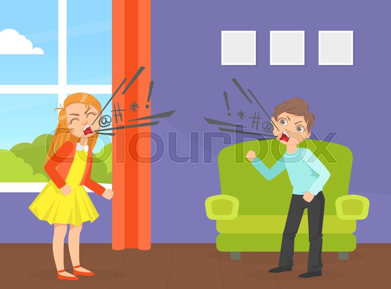 Children Quarreling and Swearing, ... | Stock vector | Colourbox