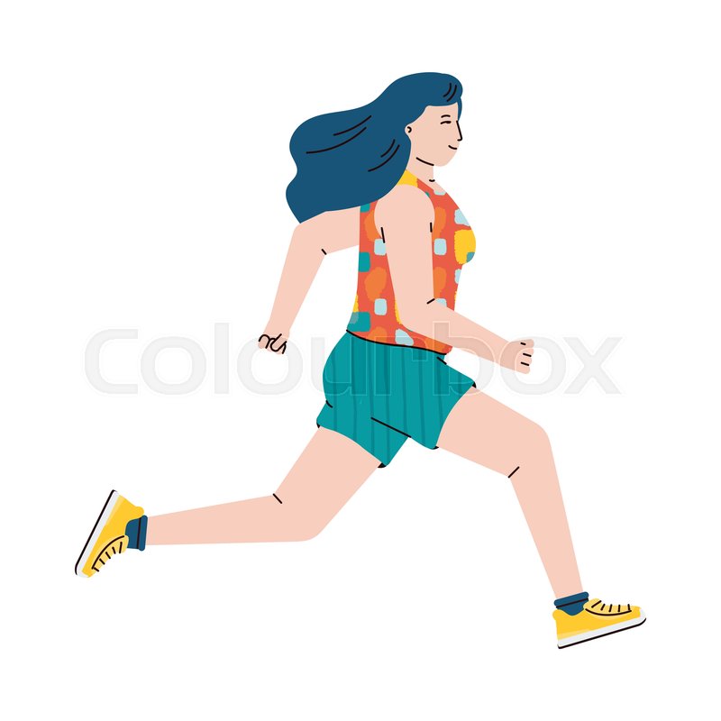 Female runner, cartoon woman running ... | Stock vector | Colourbox