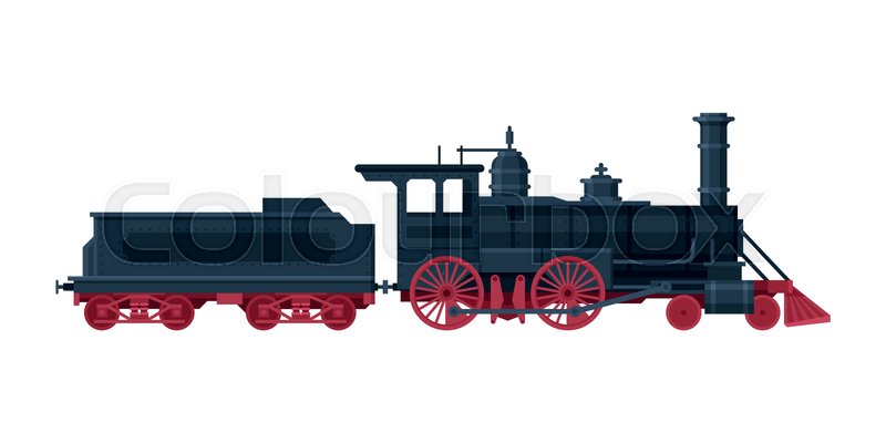 Old Train, Vintage Locomotive and ... | Stock vector | Colourbox