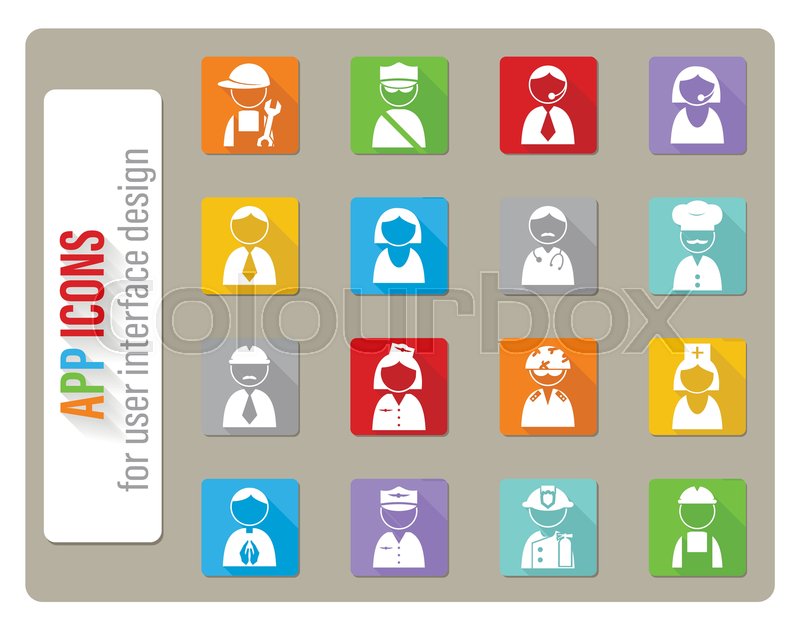 Profession icons set in flat design ... | Stock vector | Colourbox