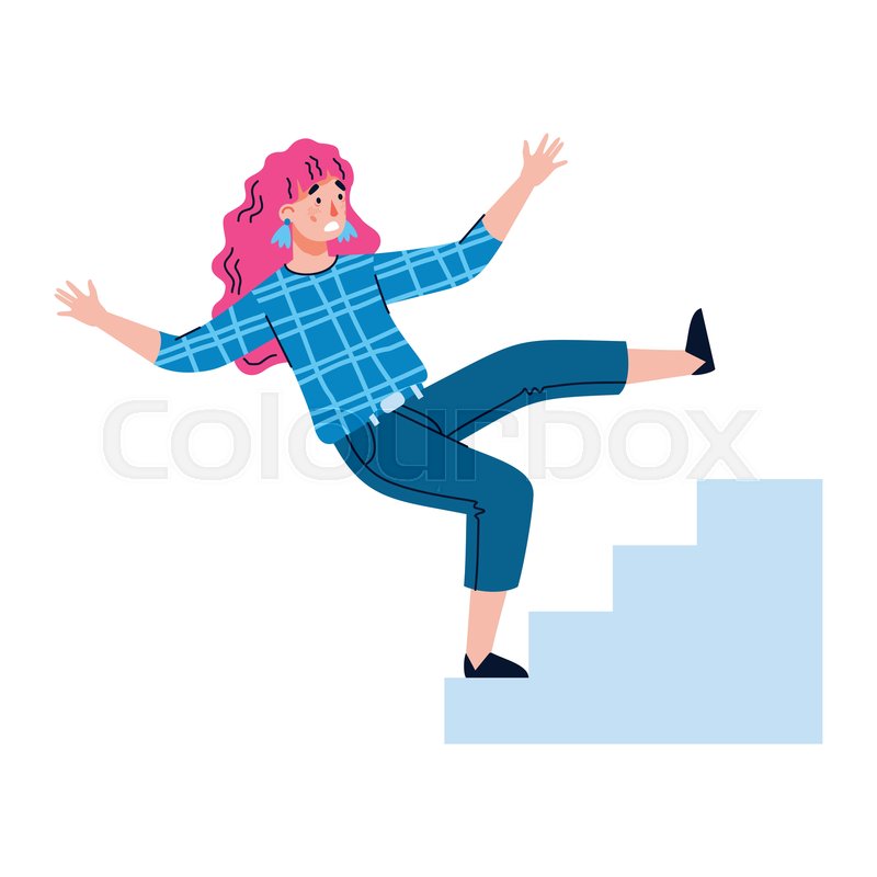 Young woman cartoon character falling ... | Stock vector | Colourbox