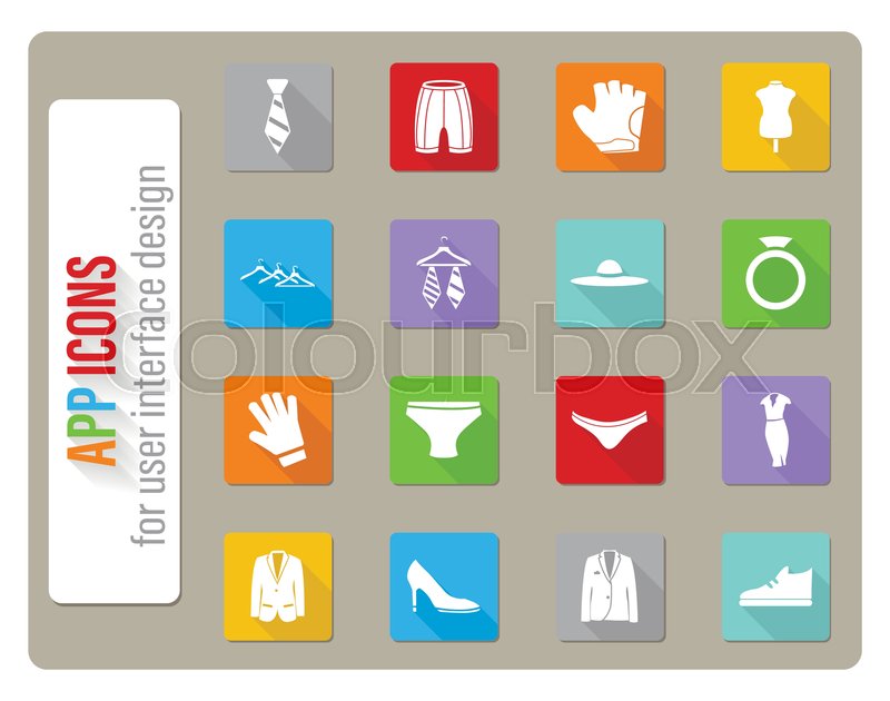 Clothes icons set in flat design with ... | Stock vector | Colourbox