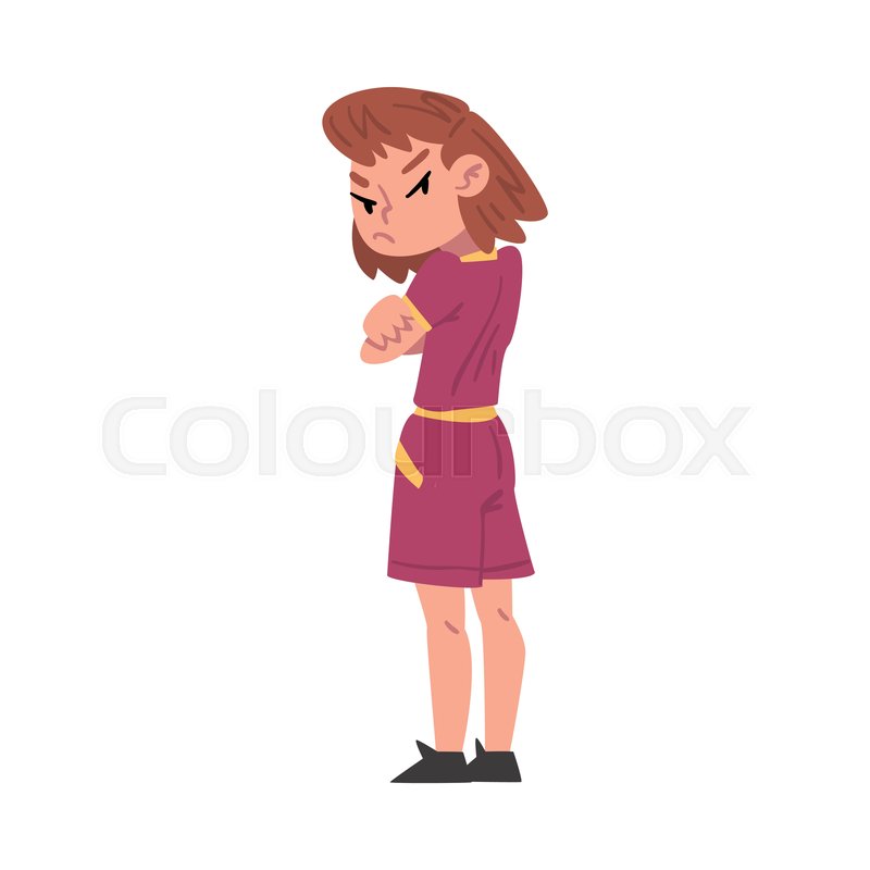 Little Offended Girl Standing with ... | Stock vector | Colourbox